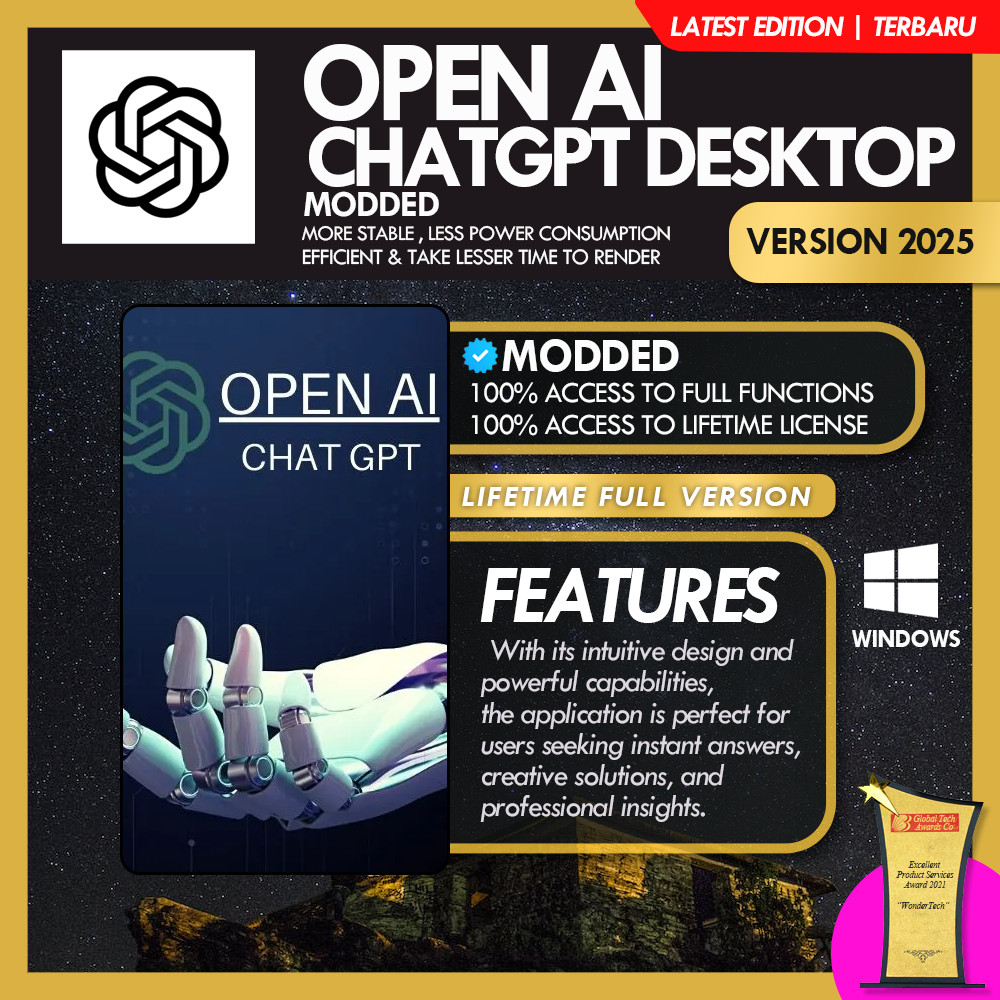 Jual 100% WORKS OpenAI ChatGPT Desktop 2025 Latest Version Software ...