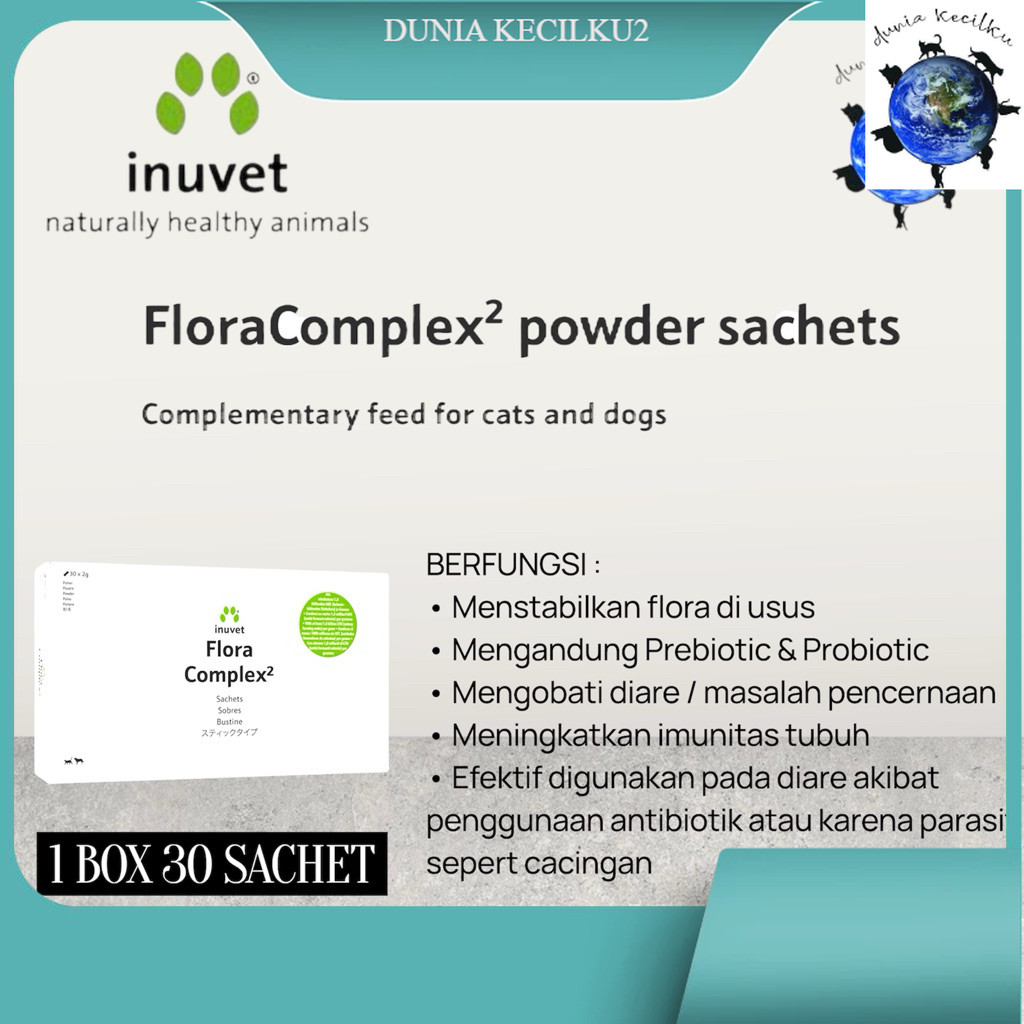 Jual Inuvet Flora Complex Powder Probiotic & Prebiotic Atasi Diare ...