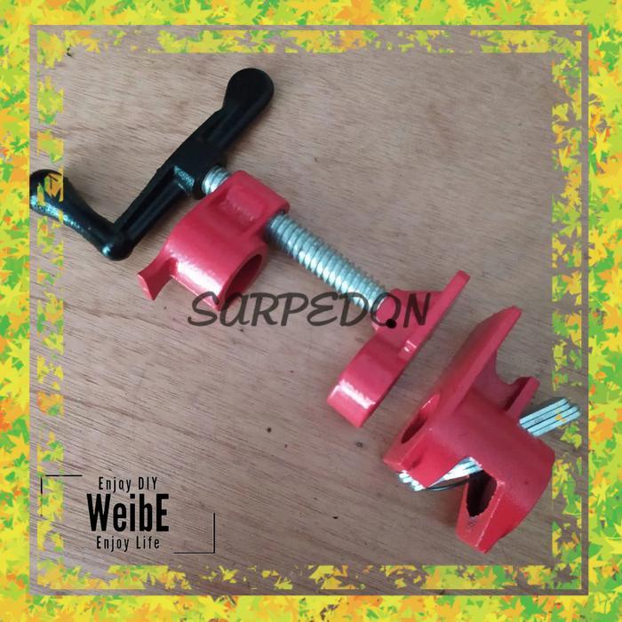 Jual Pipe clamp penjepit kayu jati belanda bar clamp 1/2 inch - Merah ...