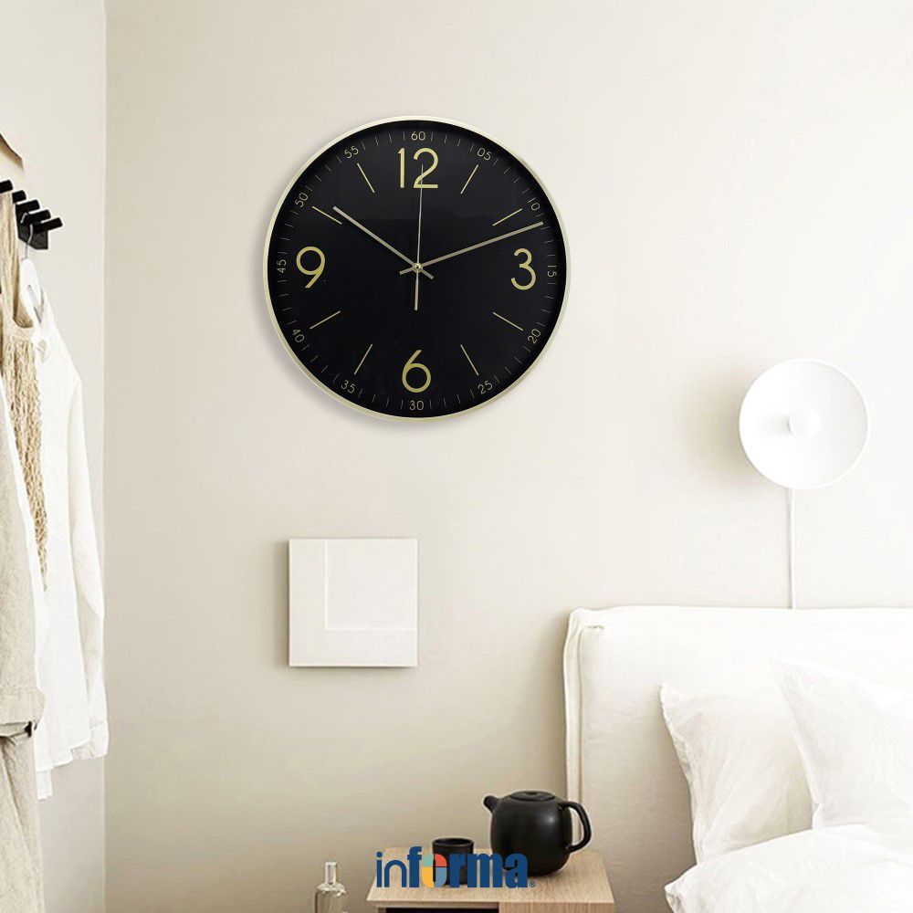 Jual Informa 40 cm Jam Dinding 317 - Hitam/Gold Wall Clock Jam Tembok ...