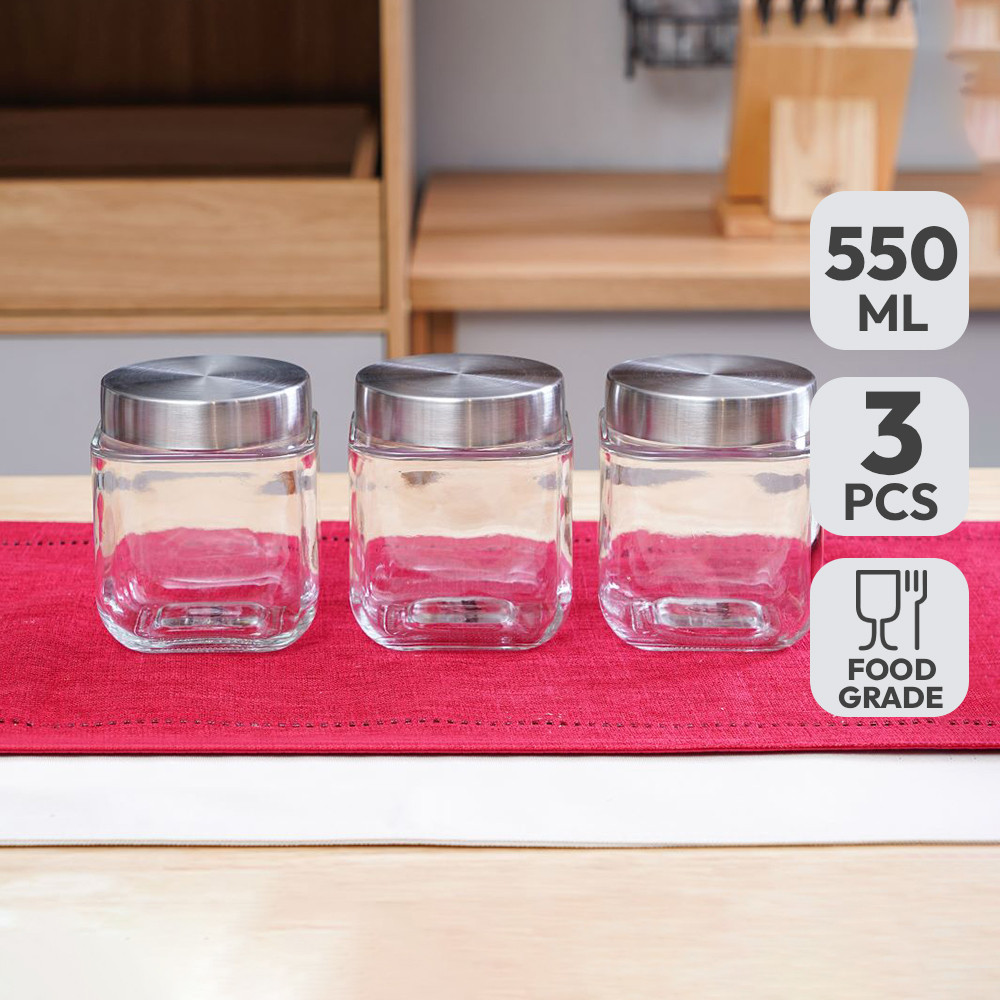 Jual Informa Elemental Kitchen Set 3 Pcs 550 ml Stoples Kaca Jar Tempat ...