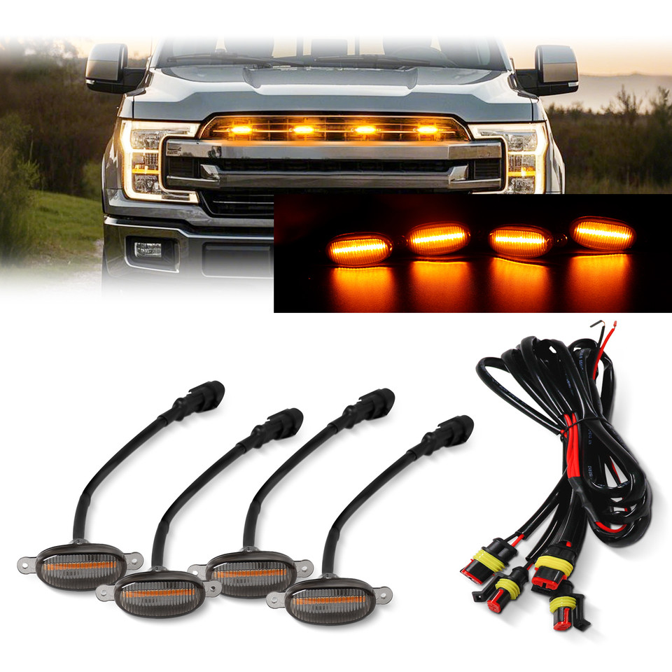 Jual 4 in 1 Car Smoked Safety Eagle Eye Front Grille LED Light ...