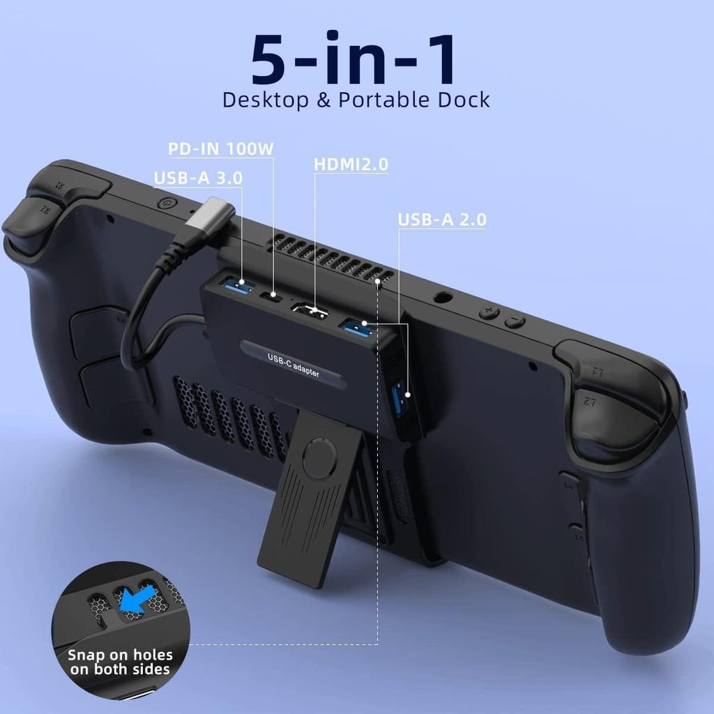 Jual 5 in 1 Portable Steam Deck Slim Dock USB C Hub Docking Station 4K ...