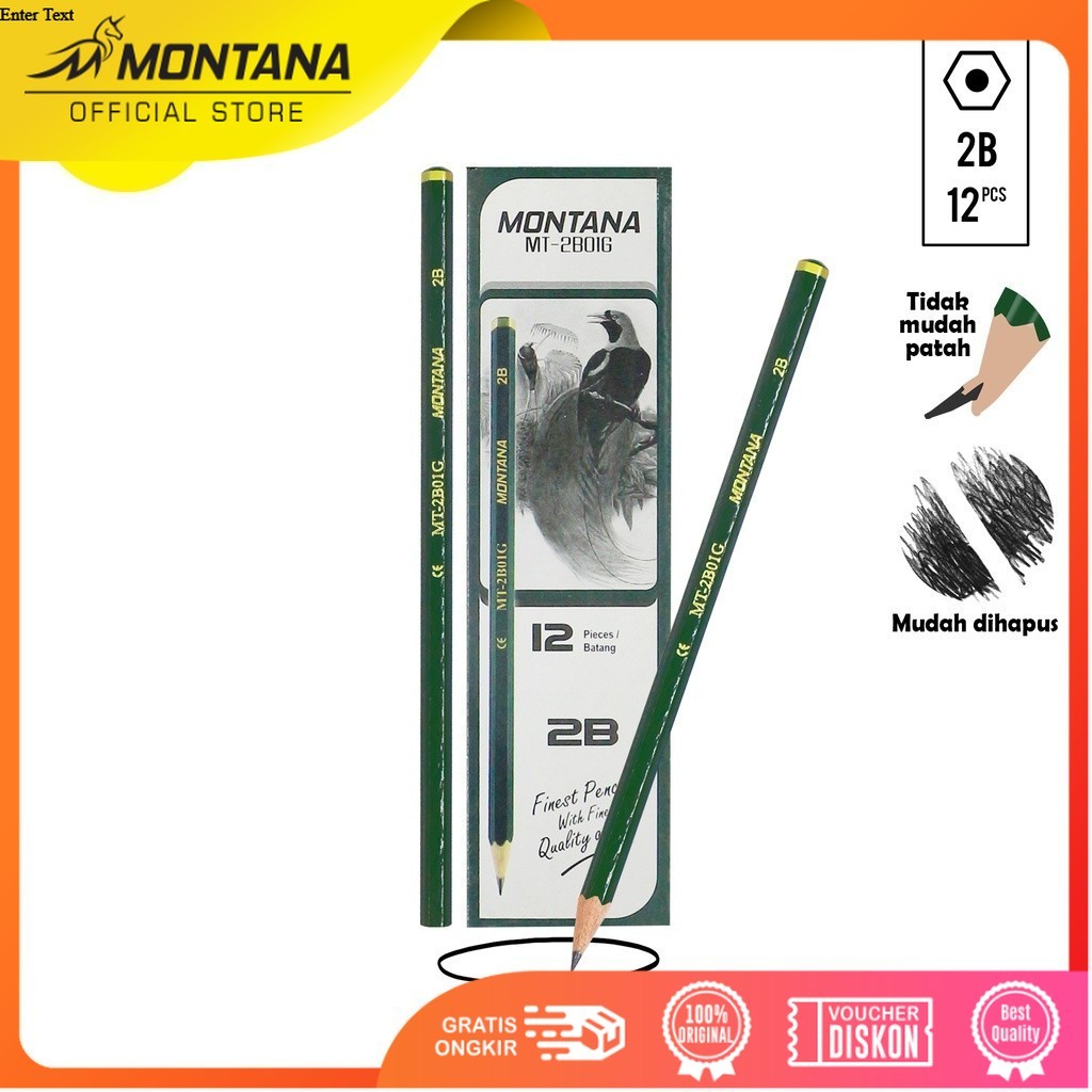 Jual MONTANA Pensil 2B Lulus Uji Komputer 12 Pcs Pencil Alat Tulis ...