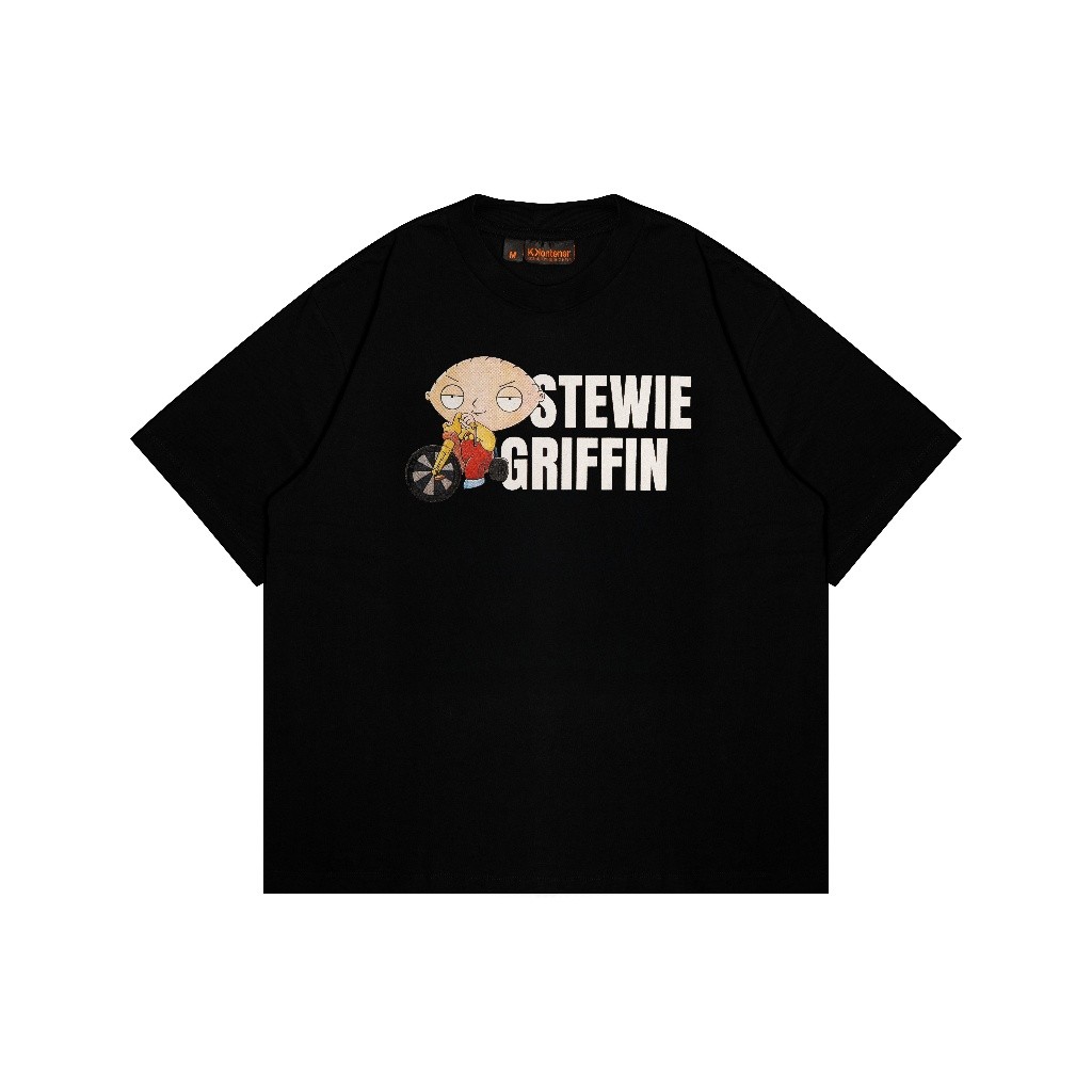 Jual KKontener "Stewie Griffin" Relaxed Fit Tshirt Black | Shopee Indonesia