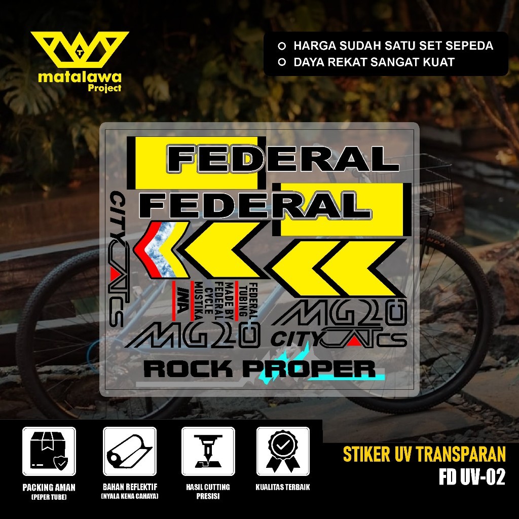 Jual PREMIUM FEDERAL Stiker Decal Sepeda FEDERAL UV TRANSPARAN STREET ...