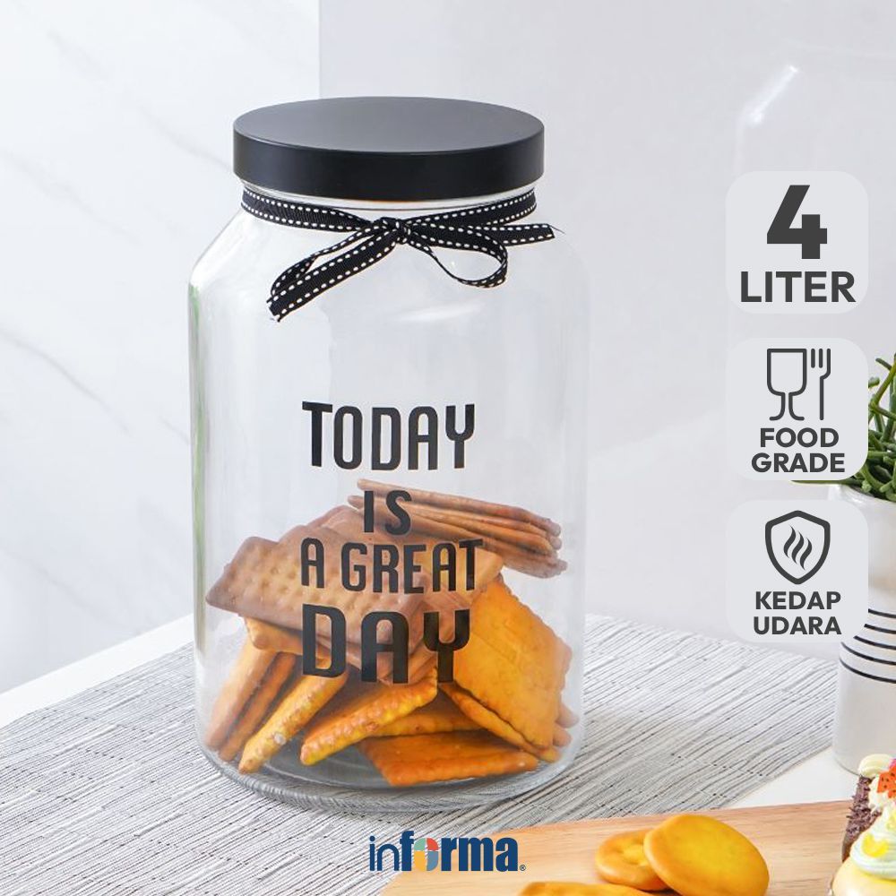 Jual Informa 4 ltr Tavia Stoples Kaca - Hitam Jar Tempat Simpan Snack ...