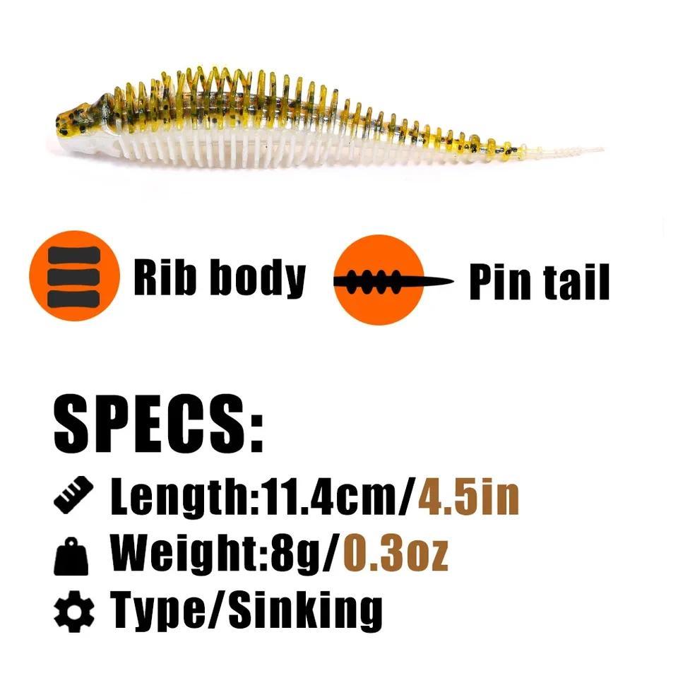 Jual B&U 5pcs 11.4cm Swimming Worm Bait Senko Wacky Stick Soft Lures ...