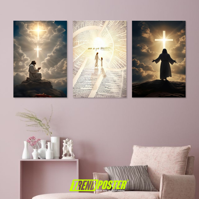 Jual Poster Tuhan Yesus poster salib poster kayu decor dinding hd ...