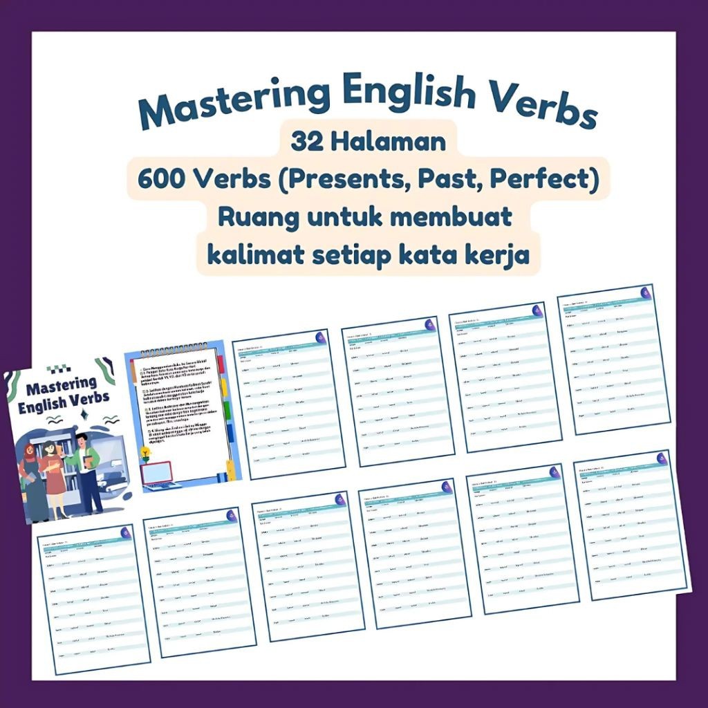 Jual 600+ English Verbs – Present, Past Simple & Perfect Tense ...