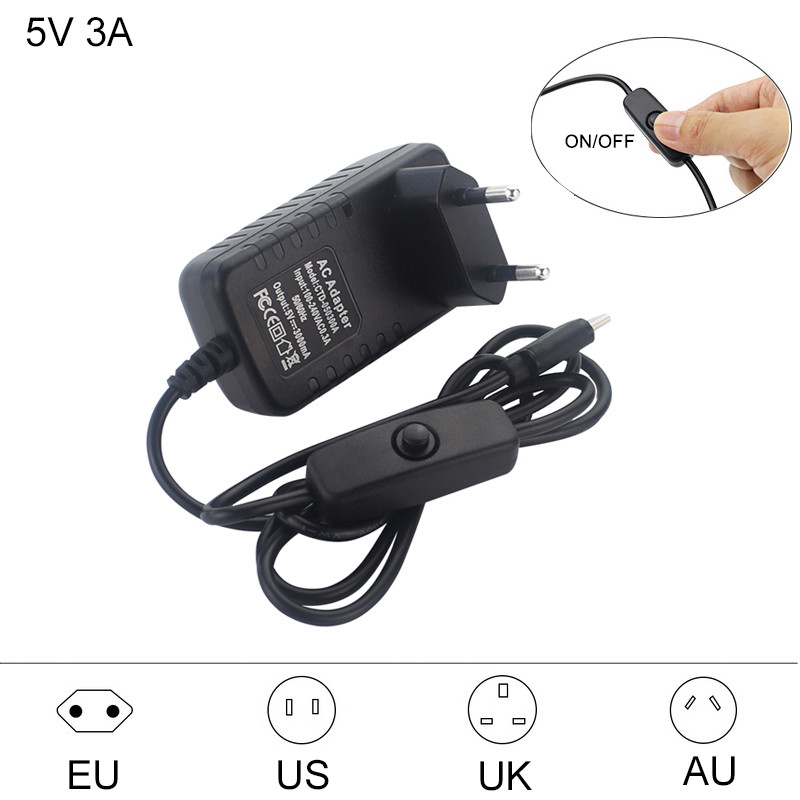 Jual USB Type C 5V 3A Orange Pi 3B Power Adapter ON/OFF Swit Power ...