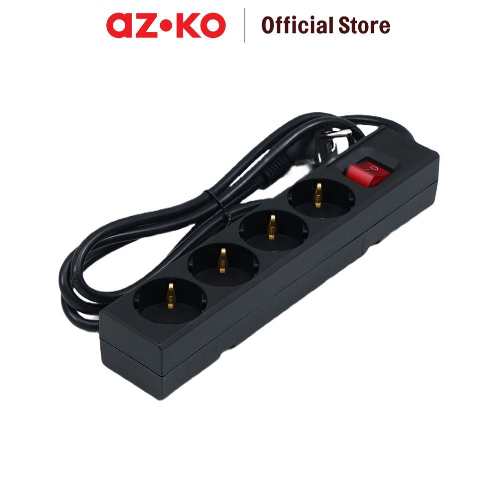 Jual AZKO Krisbow 1.5 mtr Stop Kontak 4 Soket Ekstensi Single Switch ...