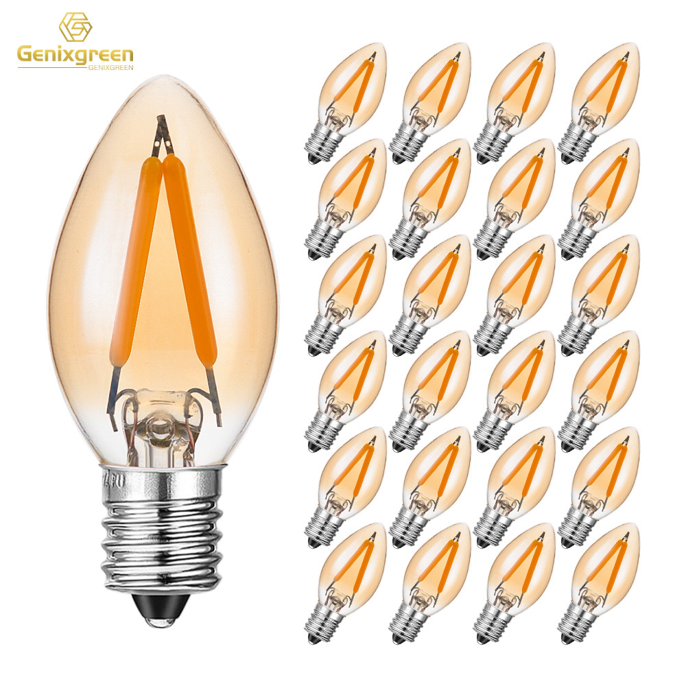 Jual E12 E14 1W andelier Candle Light Bulbs Low Wattage C7 mmable Amber ...