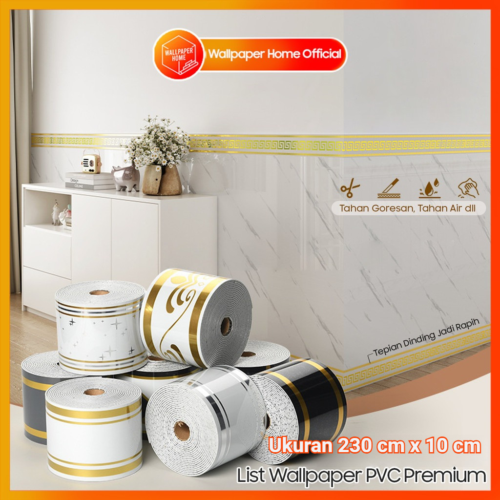 Jual List Dinding Wallpaper PVC Premium 230cm x 10cm Wall Border Foam ...