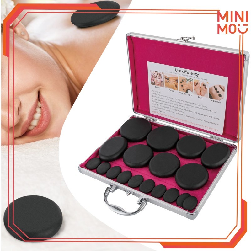 Jual Hot Stone With Heater Box 16PCS/Set Batu Pijat Spa Therapy Body ...