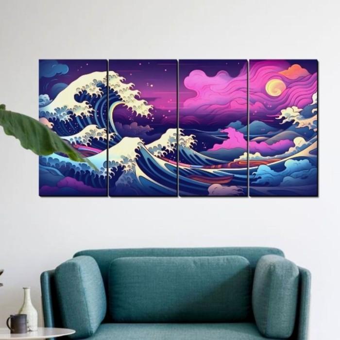 Jual Poster kayu MD Hiasan dinding ruang tamu F wave art lukisan japan ...