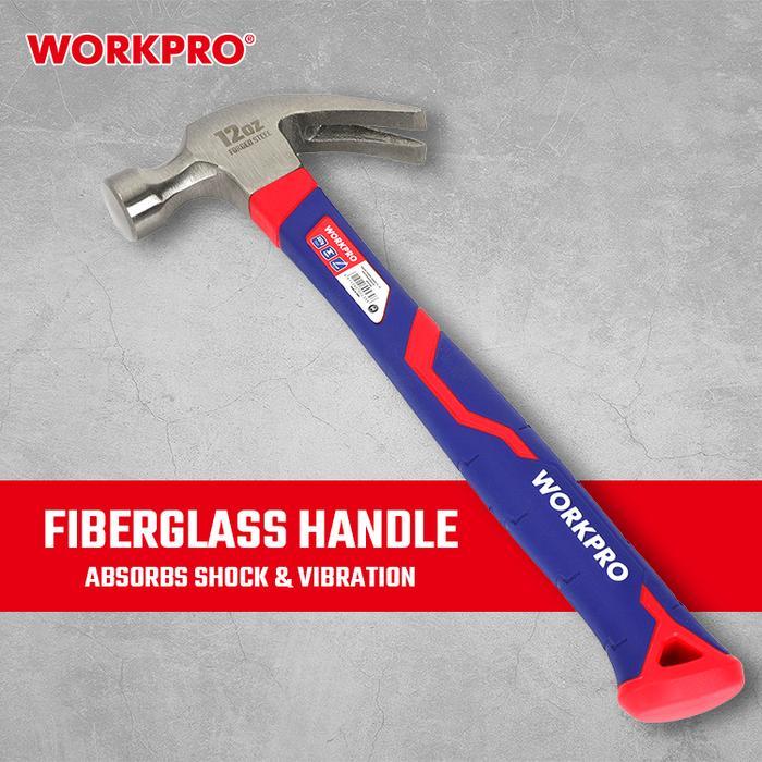 Jual WORKPRO WP241010 337G 12oz Curved Claw Hammer with Fiberglass ...