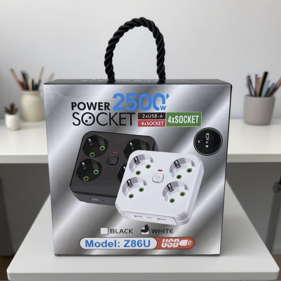 Jual Powerport 2500W 4Socket+2USB Power Strip Power Socket stop kontak ...