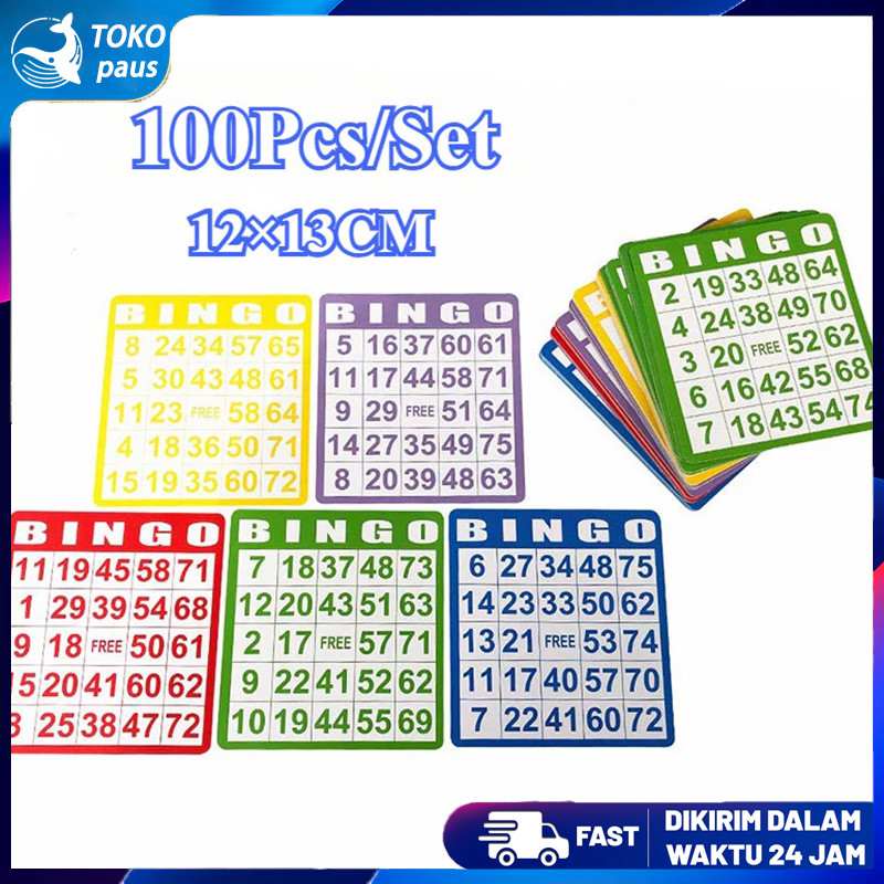 Jual 100pcs/set Kartu Bingo Lengkap/ Besar Bingo Card /5 Warna Bingo ...