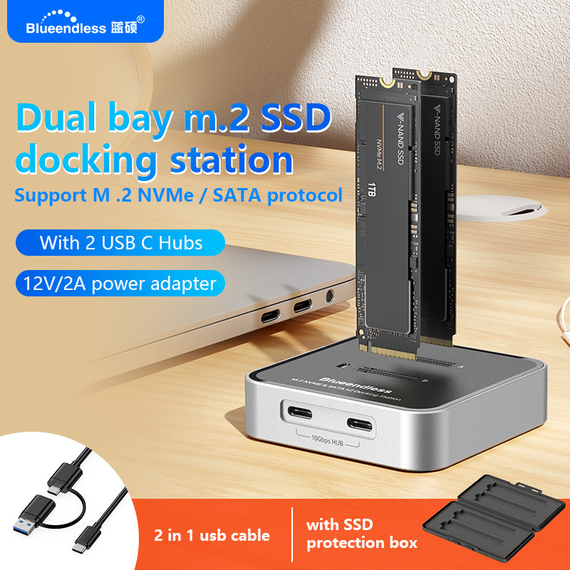 Jual Blueendless Duay-Bay M.2 NVMe / SATA protocol SSD Docking Station ...