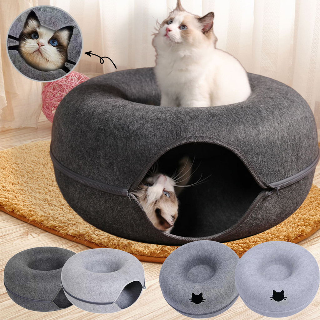 Jual Felt Donut Bed for Cats House With Breather Hole Dog Bed ...