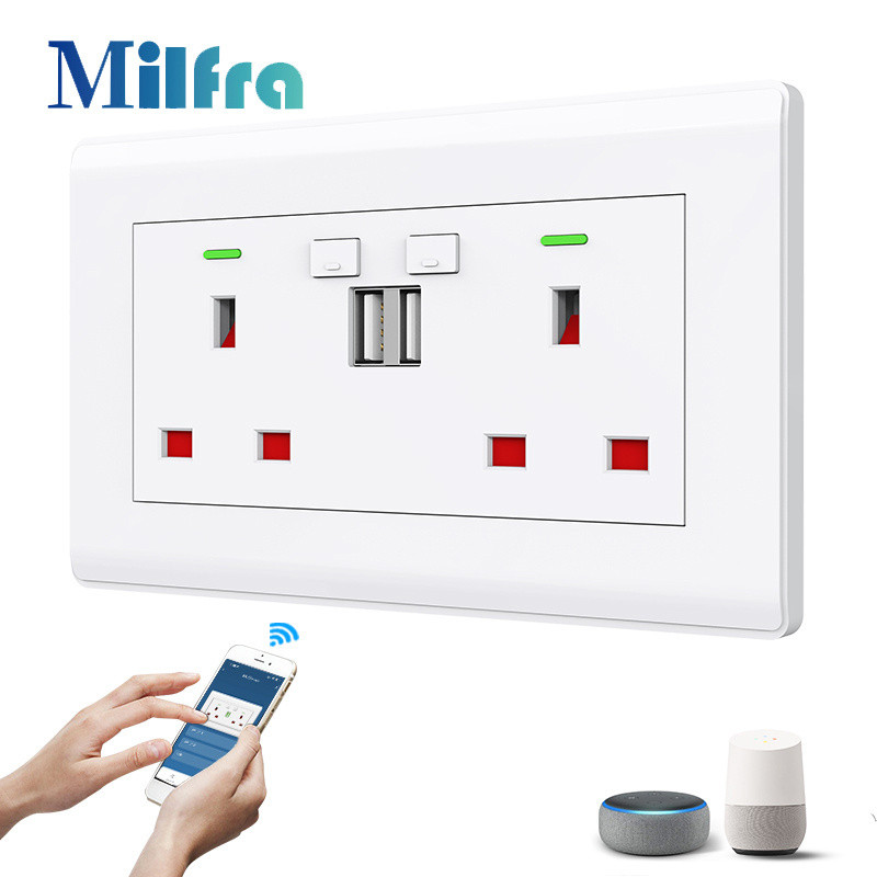 Jual Tuya Wifi Socket with Dual USB 5V/2.1A Smart Home Swit UK Plug ...