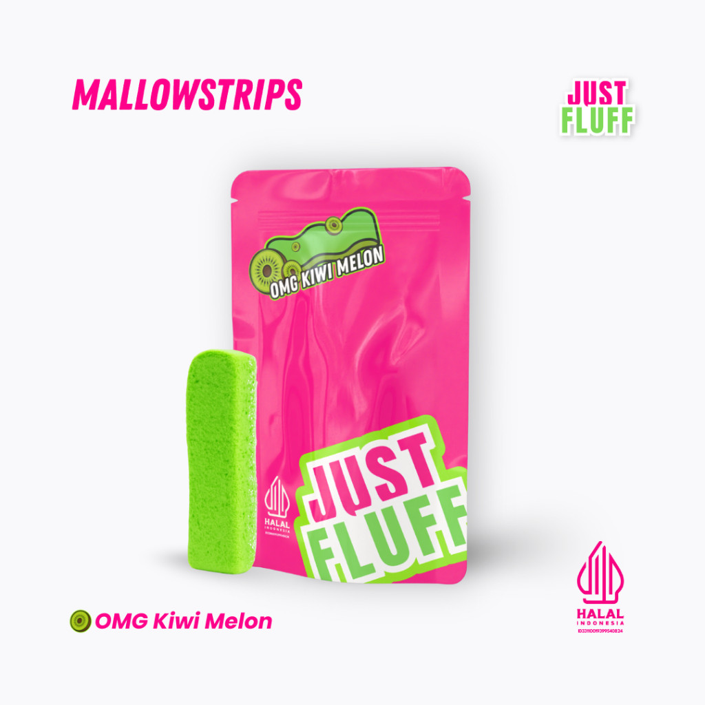 Jual Mallow Strips OMG Kiwi Melon JustFluff Marshmallow [HALAL] [1PACK ...