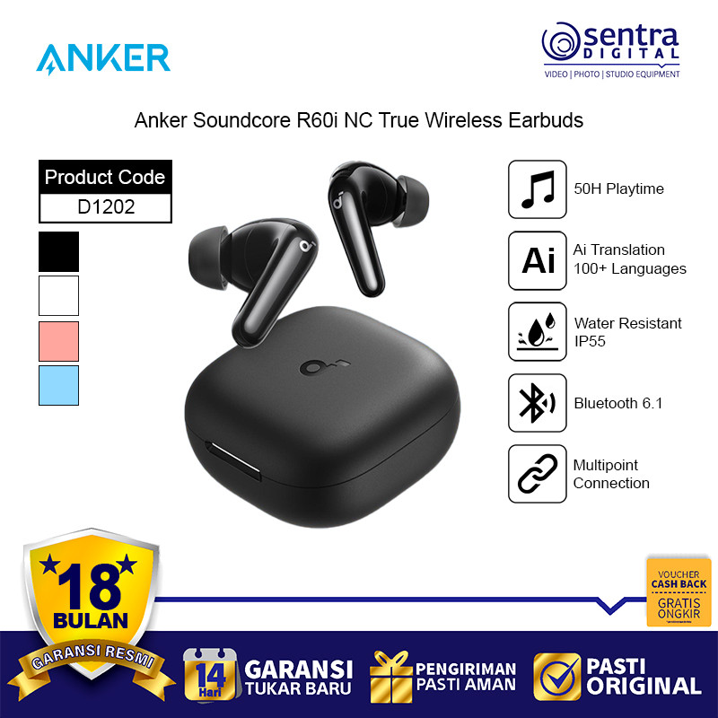 Jual Soundcore R60i NC by Anker Real-Time Adaptive Noise Cancellation ...