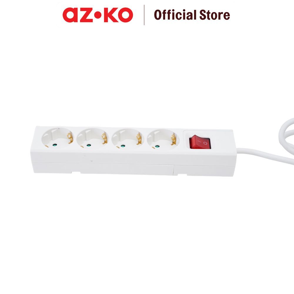 Jual AZKO Krisbow 1.5 mtr Stop Kontak 4 Soket Ekstensi Single Switch ...