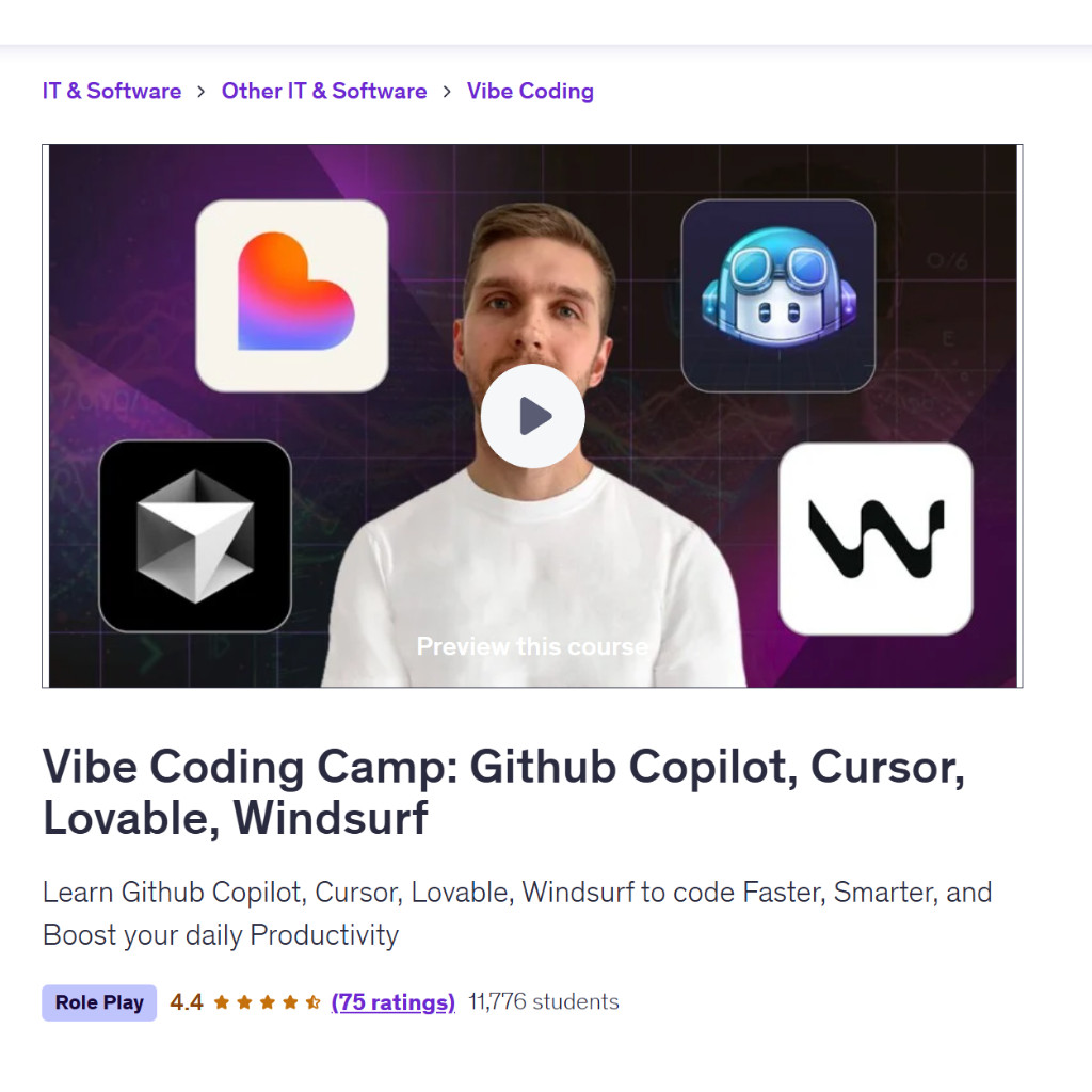 Jual Vibe Coding Video Course- Vibe Coding Camp: Github Copilot, Cursor ...