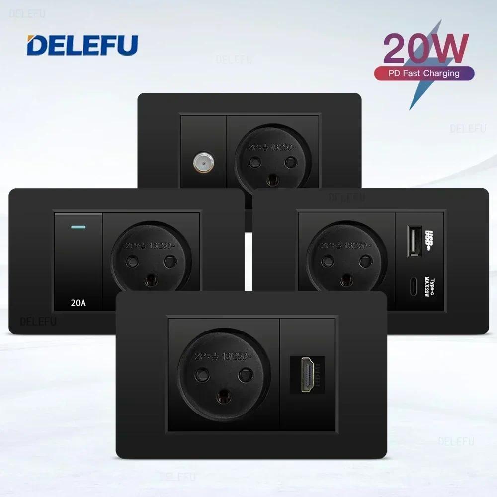 Jual DELEFU Black Retart PC Israel USB Type C Fast arging Wall Socket ...