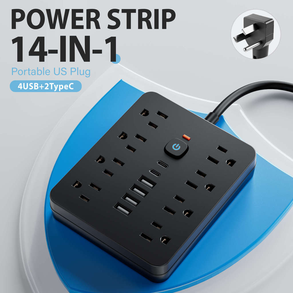 Jual 14-in-1 US Power Outlet, Extension Cord, 5ft Corded Power Outlet ...