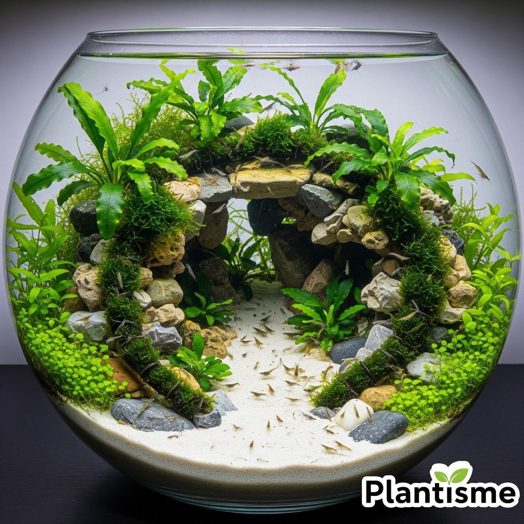 Jual Aquascape Bowl - Cave Sanctuary Glass Bowl Black Sand Slate Rock ...