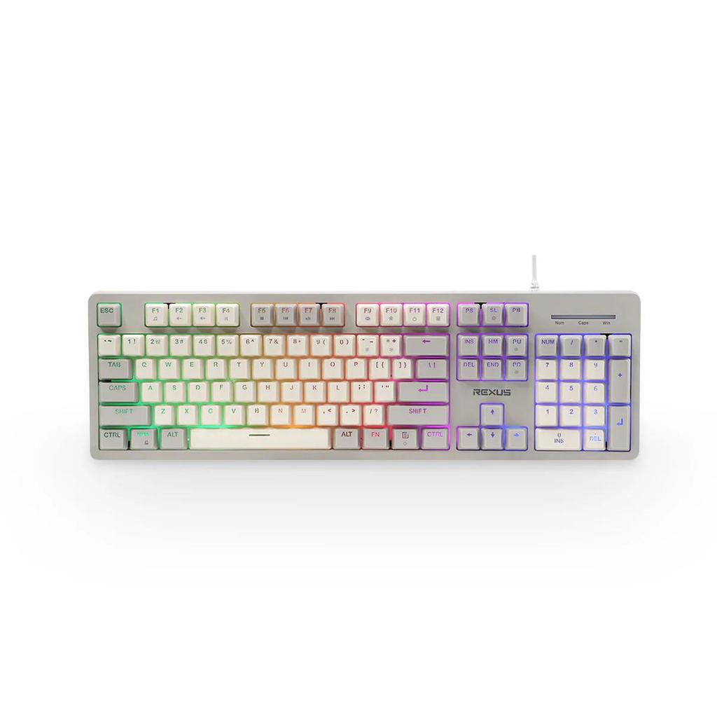 Jual REXUS K9E V2 - Keyboard Gaming Full Size - White Grey | Shopee ...