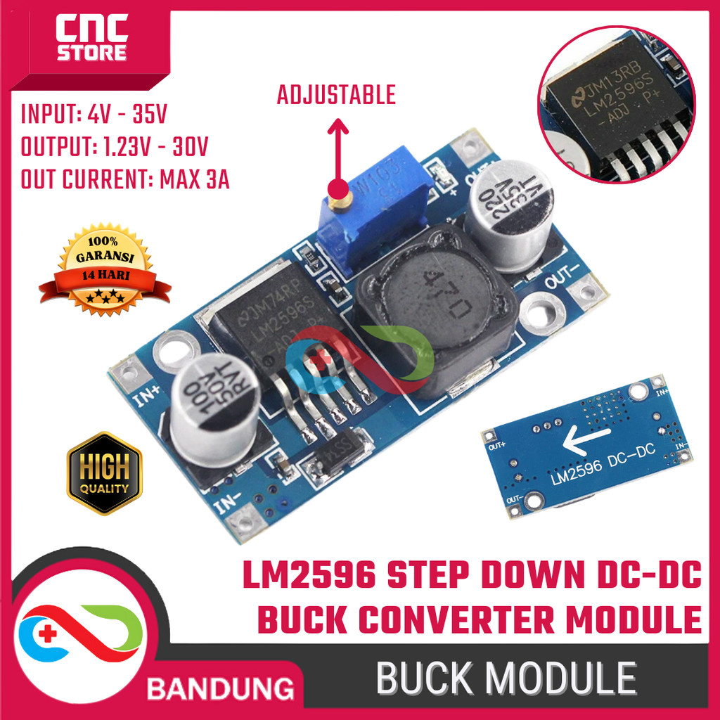 Jual LM2596 DC-DC Adjustable Step Down Buck Converter – Modul Power ...