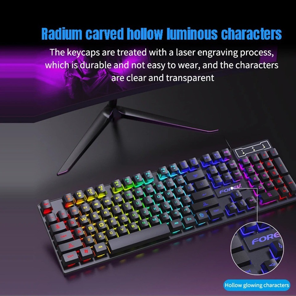 Jual 104 Keys Wired Keyboard RGB Colorful Gaming Keyboard Mechanical ...