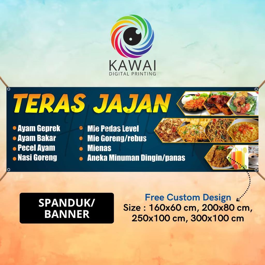 Jual Spanduk Banner MMT Teras Jajanan Biru Bisa Rekuest 300x100CM ...