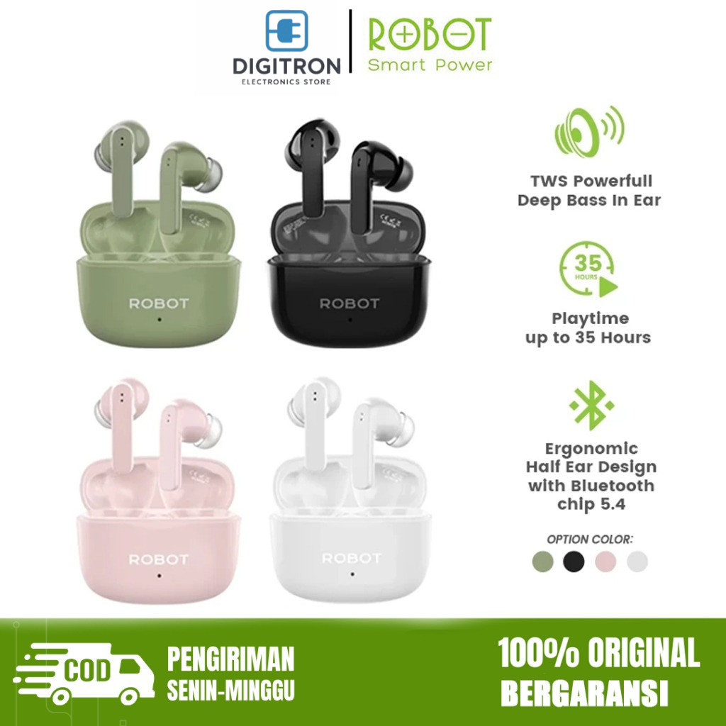 Jual ROBOT TWS Wireless Earbuds Bluetooth 5.4 Powerfull Bass Earphone ...