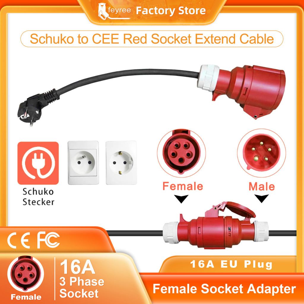 Jual feyree EV arger Suko Plug to CEE Red Power Female Plug 5 P Socket ...