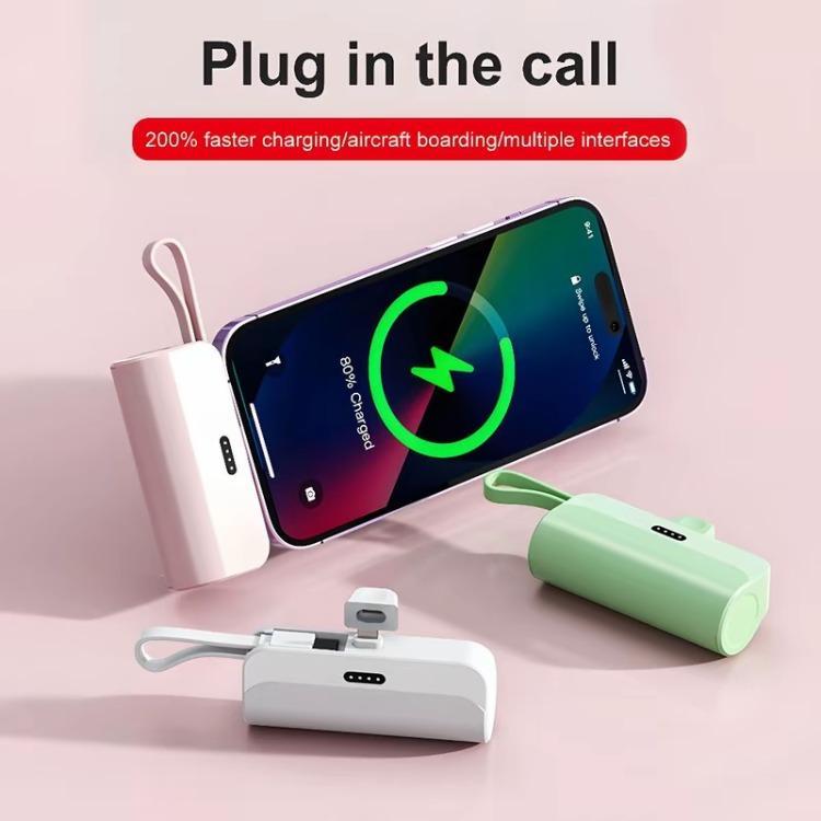 Jual 5000mAh mini portable charger with built-in Type-C & Lightning ...