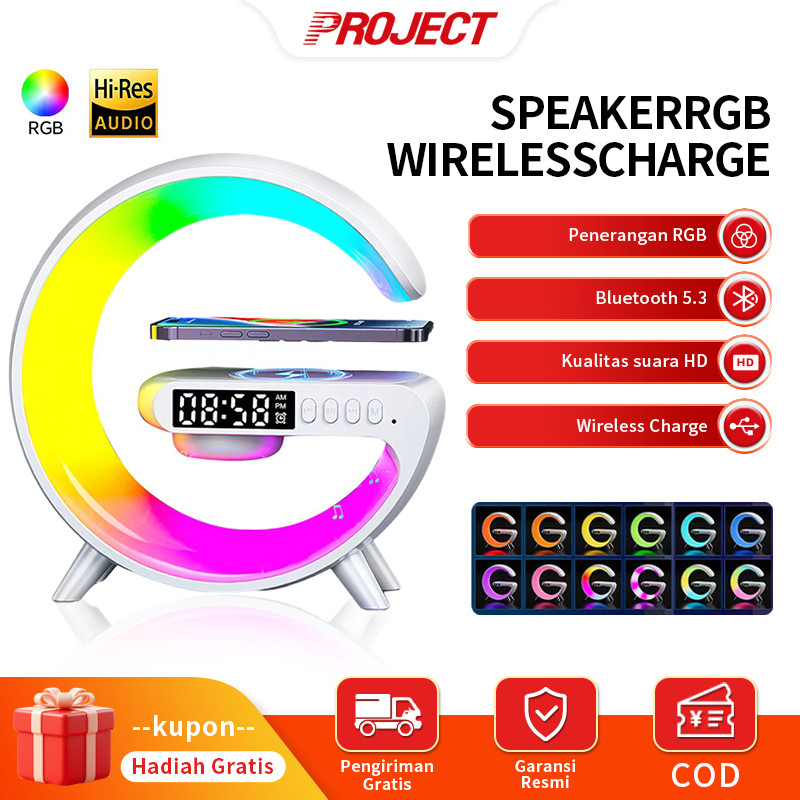 Jual PJT G63 Speaker Bluetooth Alarm Clock RGB Wireless Charging 10W ...