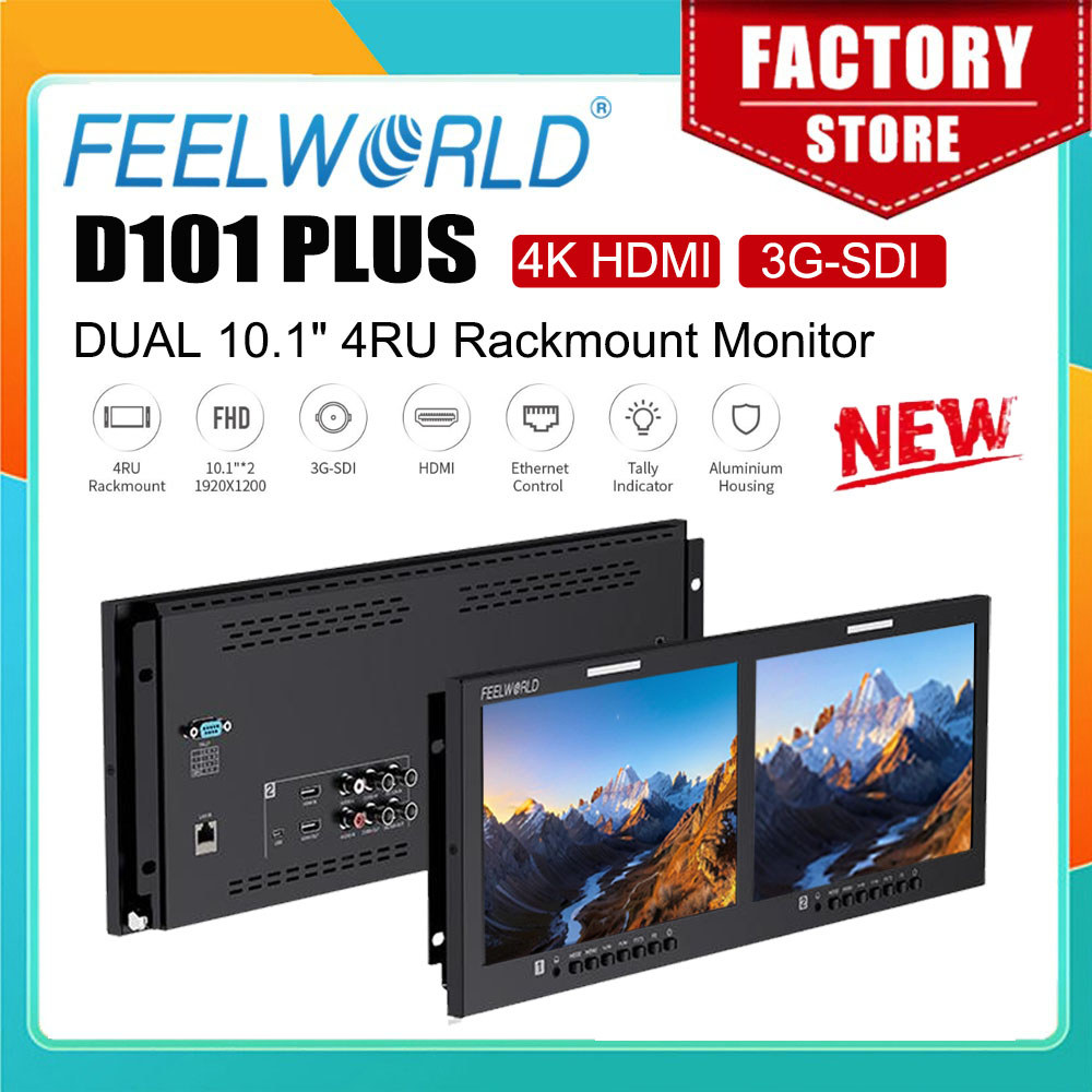 Jual FEELWORLD D101 Plus 4RU Dual 10.1" Rackmount Monitor 4K HDMI S ...