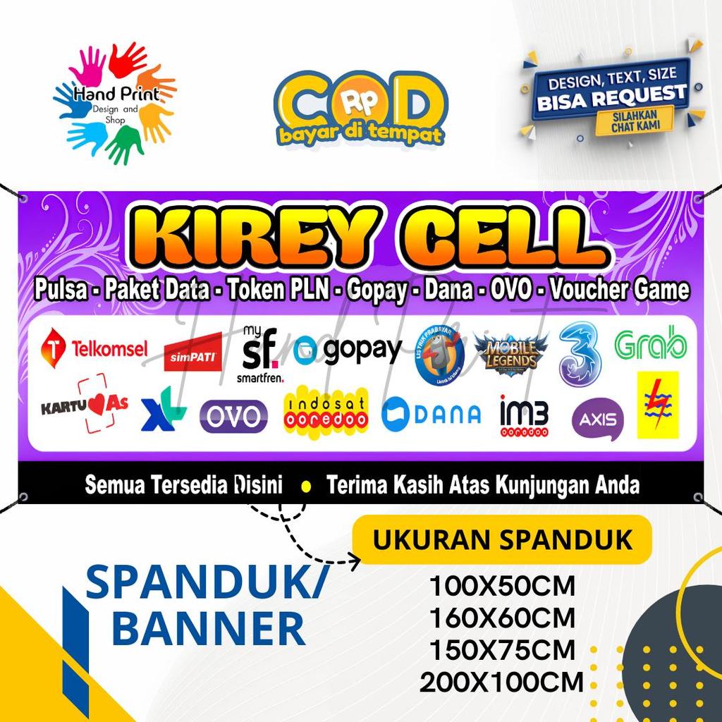 Jual Cetak Spanduk Banner Konter Kirey Cel Ungu MMT Spanduk Custom ...