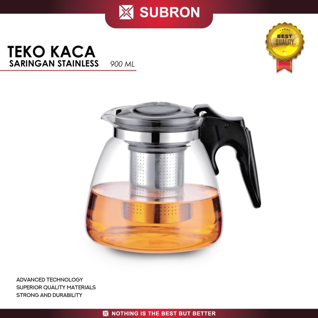 Jual SUBRON Teapot Glass Teko Kaca Teh Saringan Stainless 900 ml 1100ml ...