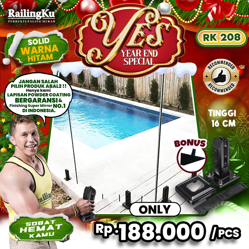 Jual Railingku Frameless Industrial Spigot Kaca [YES!] RK 208 | Shopee ...