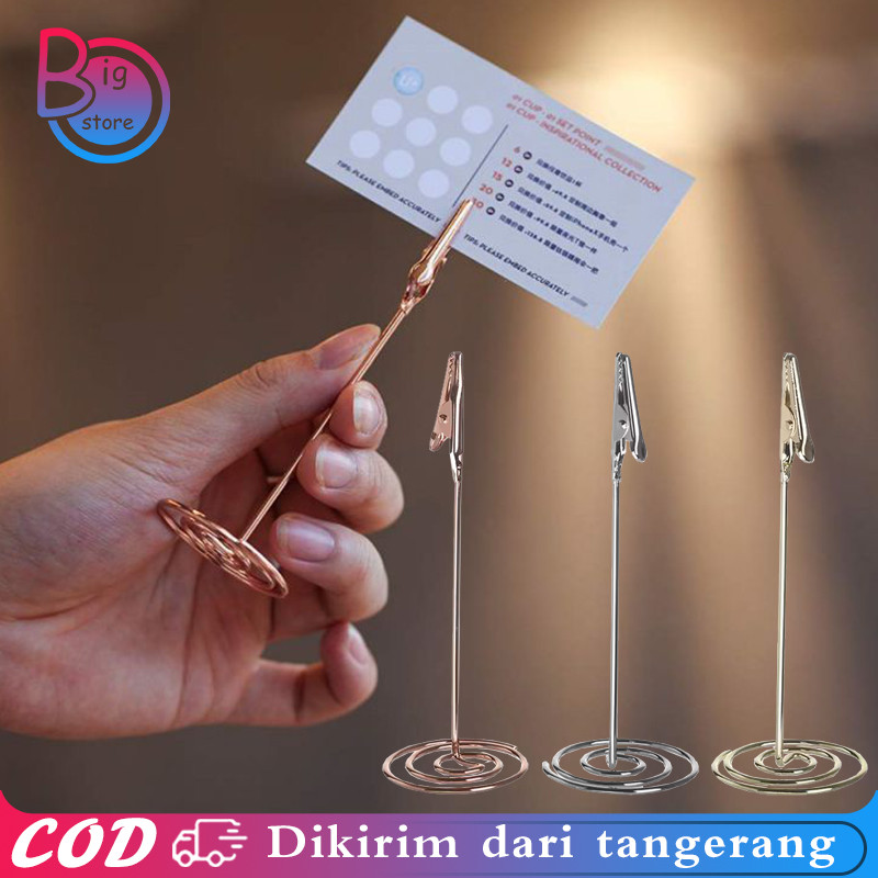 Jual 10pcs 12cm Price Tag Besi Table Number Menu Stand Card Holder menu ...