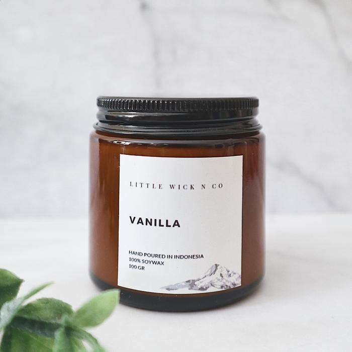 Jual PREMIUM SOY SCENTED CANDLE AMBER GLASS 100 GR VANILLA WOOD ...