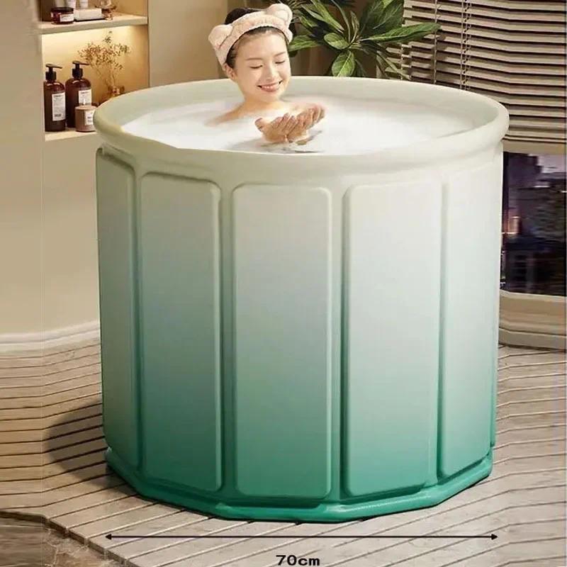Jual Foldable Bath Bucket Round Portable Bathtub Plastic Bathroom SPA ...
