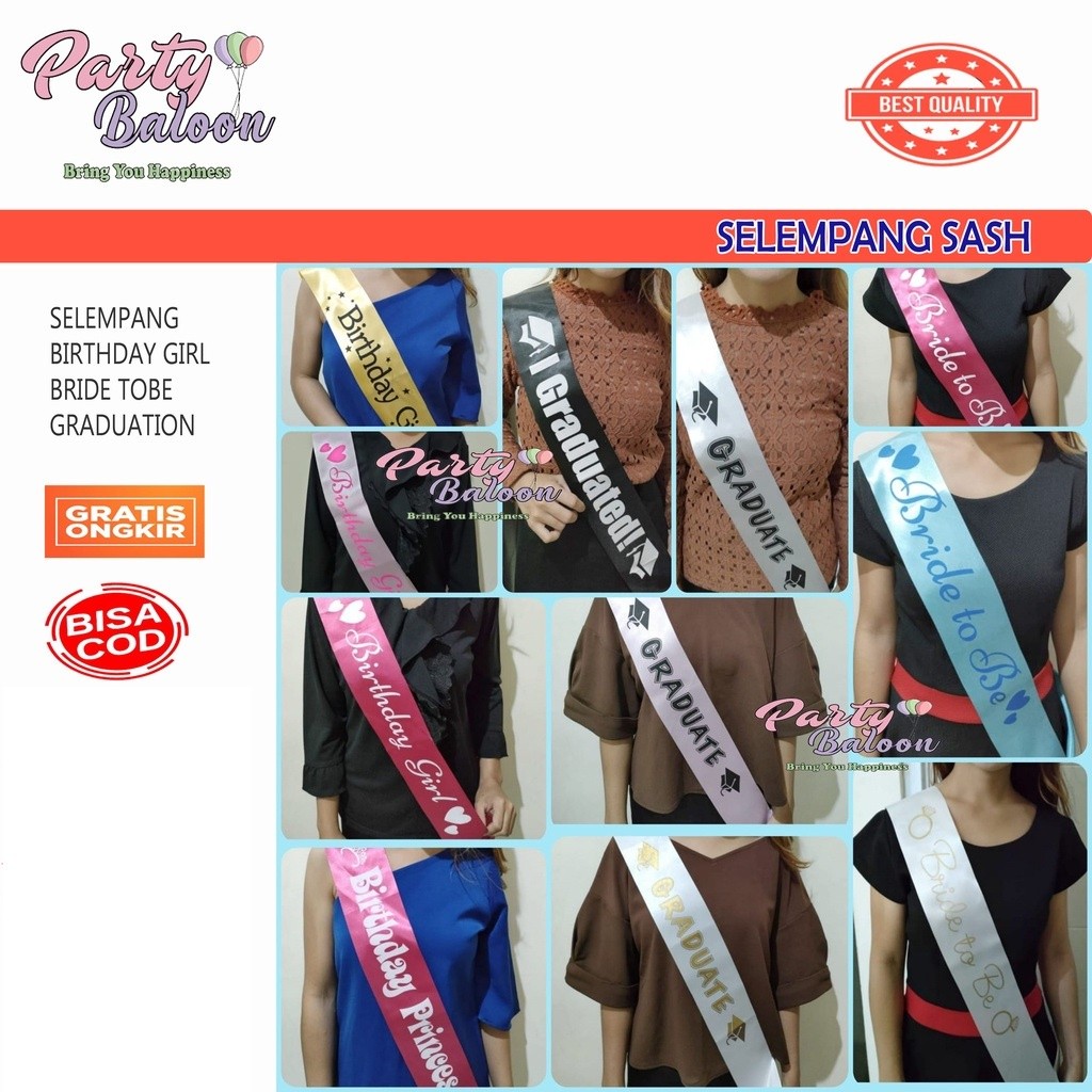 Jual Selempang bride to be happy birthday Wisuda Graduation Sash ...