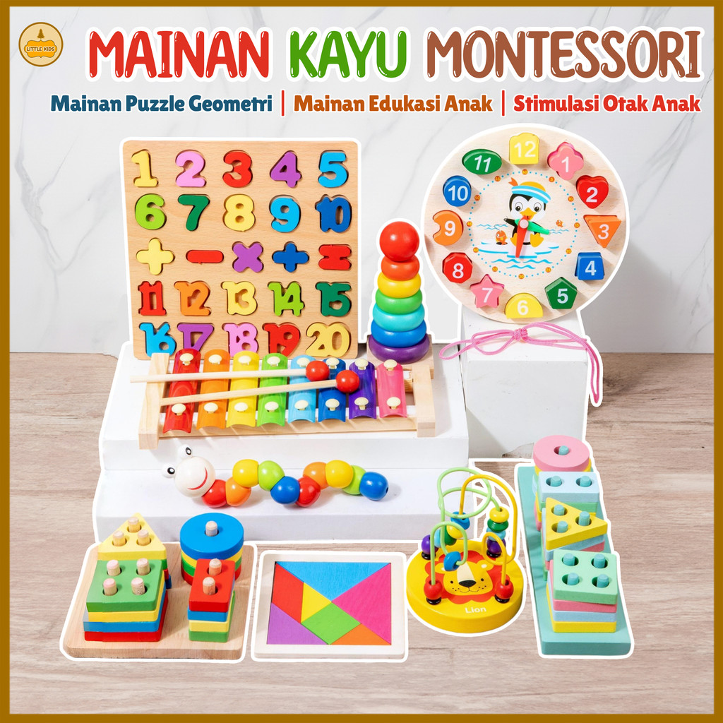Jual Little Kids Mainan Anak Puzzle Kayu Geometri | Mainan Edukasi ...